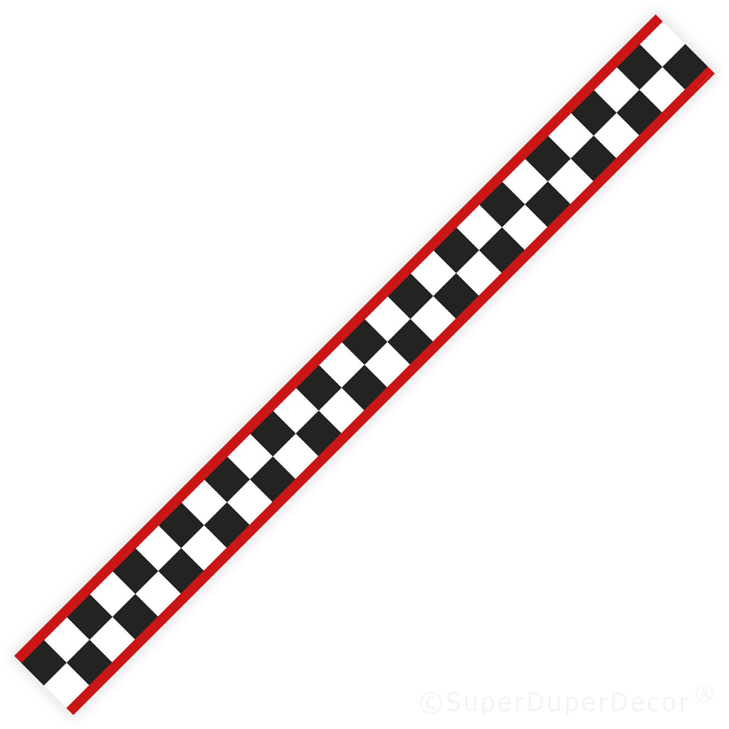 Checkered Flag Red Stripes - wall border – SuperDuperDecor